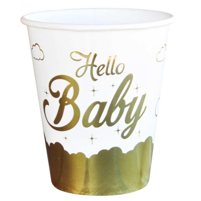 Hello Baby Gold Yaldızlı Bardak 6 lı Parti Malzemeleri ve Doğum Günü ...