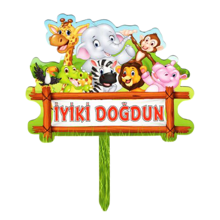 Safari İyi Ki Doğdun Karton Pasta Süsü - KidsPartim | Parti Malzemeleri ...