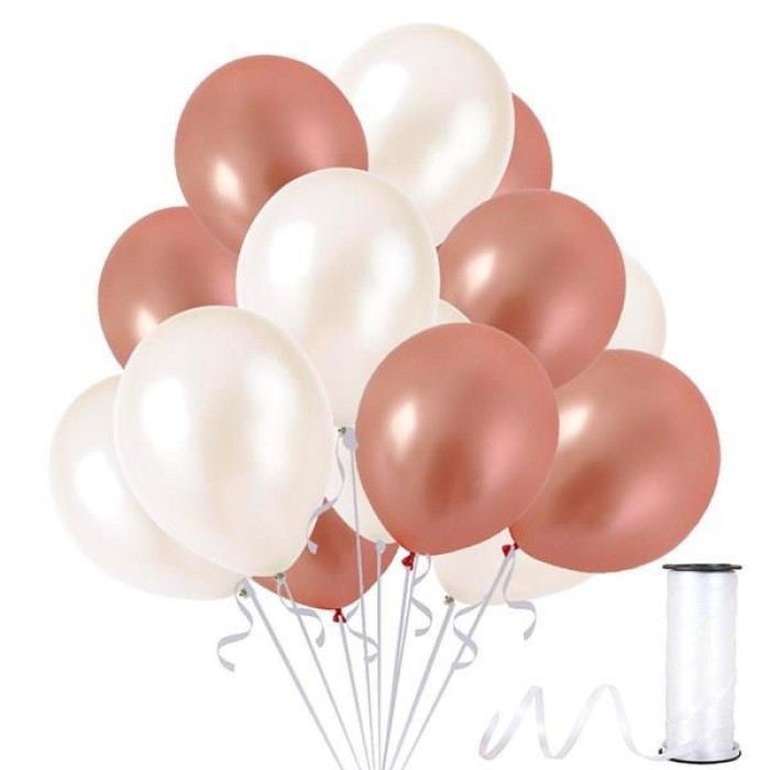 Metalik Rose Gold ve Beyaz Balon KidsPartim | Parti Malzemeleri ve ...
