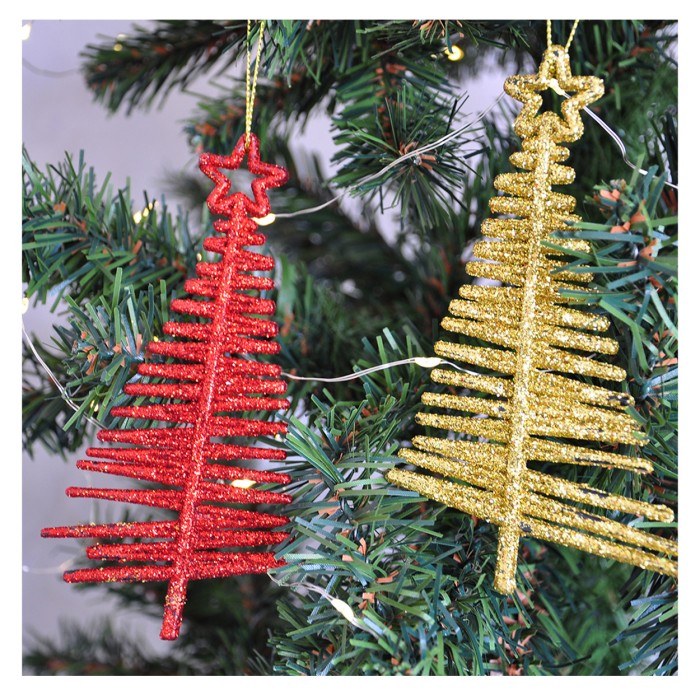 Yılbaşı Ağaç Süsü Simli Çam Ağacı Yıldızlı 2 li 14 cm - KidsPartim ...