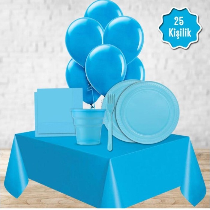 Mavi Sofra Seti 25 Kişilik - KidsPartim | Parti Malzemeleri ve Doğum Günü Süsleri - 500,00